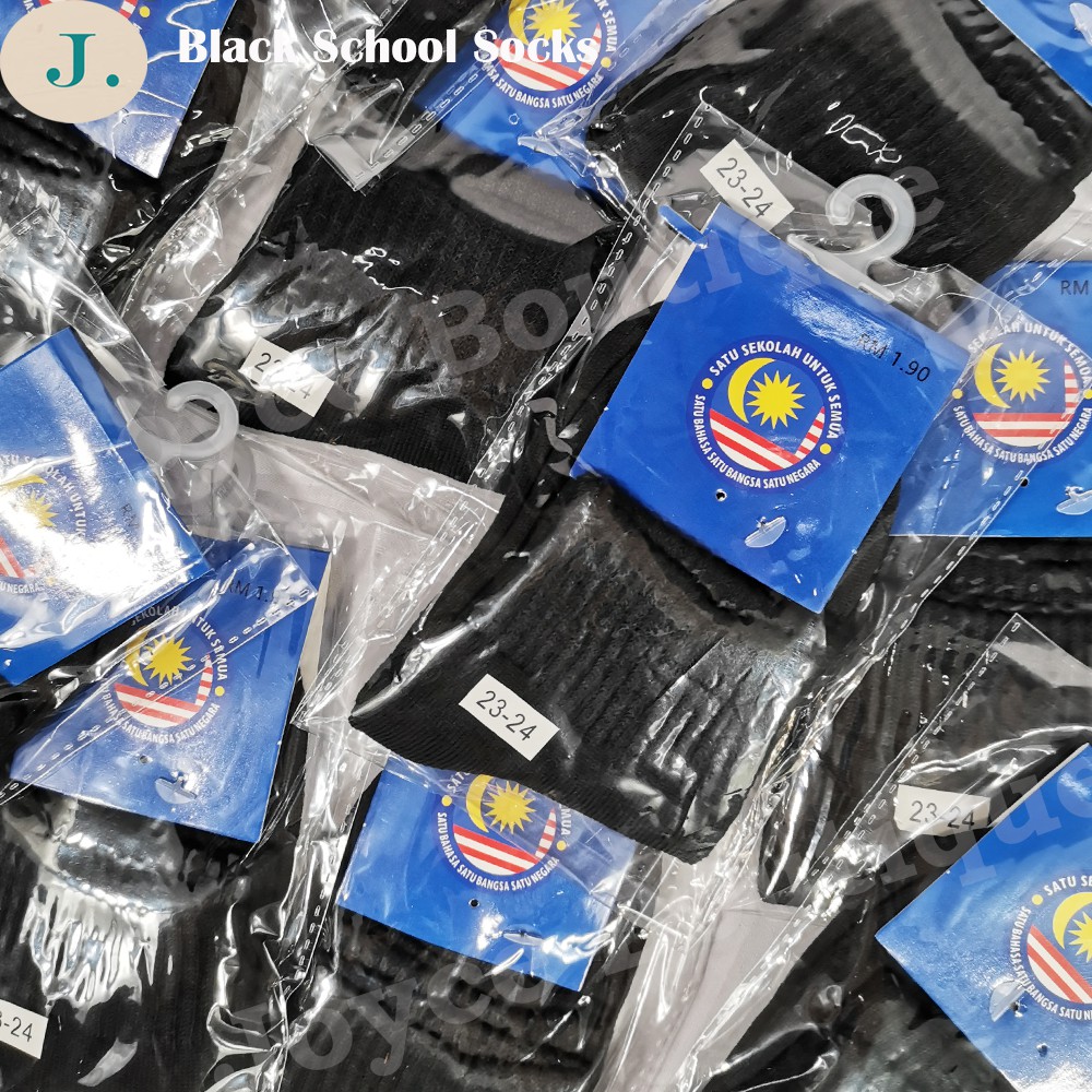 RDY STOCK Stocking Sekolah hitam Black WHITE Sock School Cotton Stoking ...