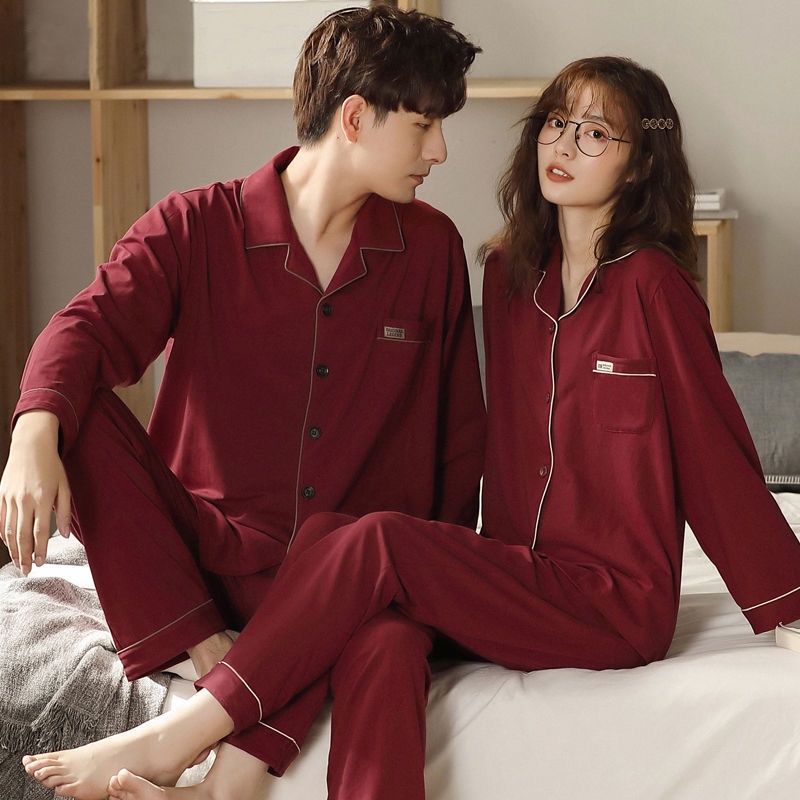 New Style Pajamas Women High-End Autumn Winter Couples Pure Cotton Long ...