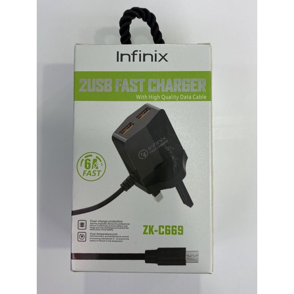 Infinix 2.1A Uk Mains Wall 3 Pin Plug Adapter + Micro Cable Charger ...
