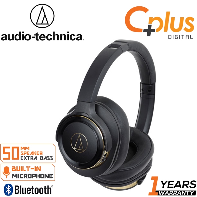 Audio Technica ATH-WS660BT Solid Bass Bluetooth Wireless Over-Ear Headphones with Built-In Mic ...