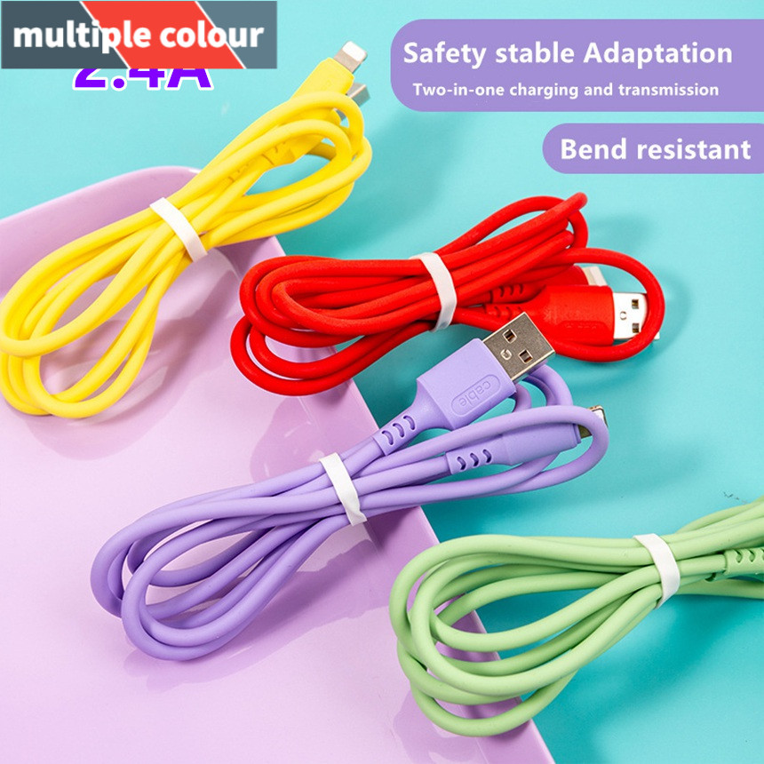 cyl3t6bk18 Candy Colors Usb Cable Micro USB Type C Liquid Rubber Charge ...