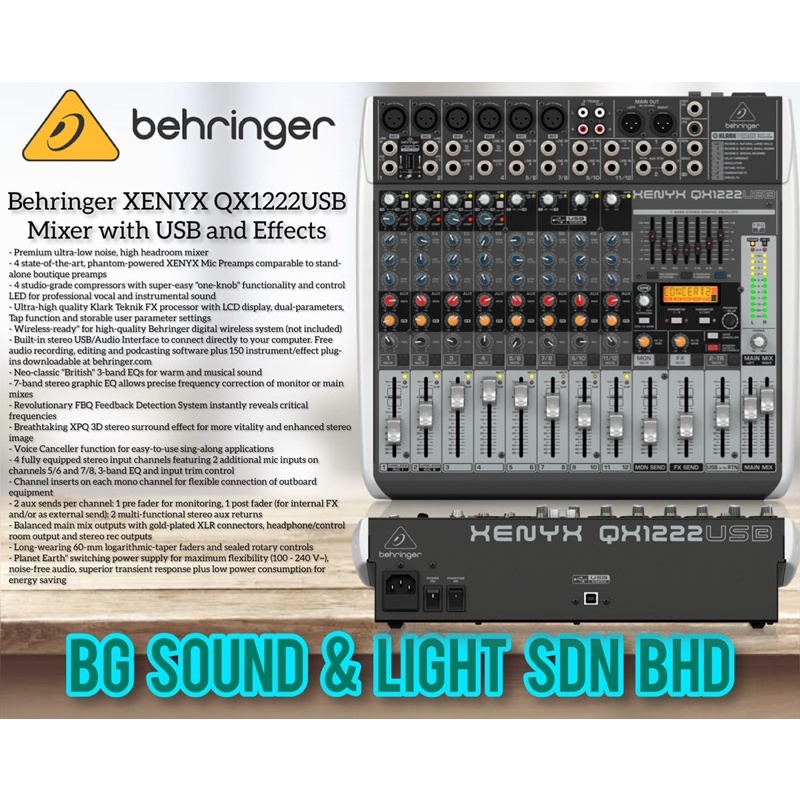 Behringer QX1222USB Premium 16-Input 2/2-Bus Mixer with XENYX Mic ...
