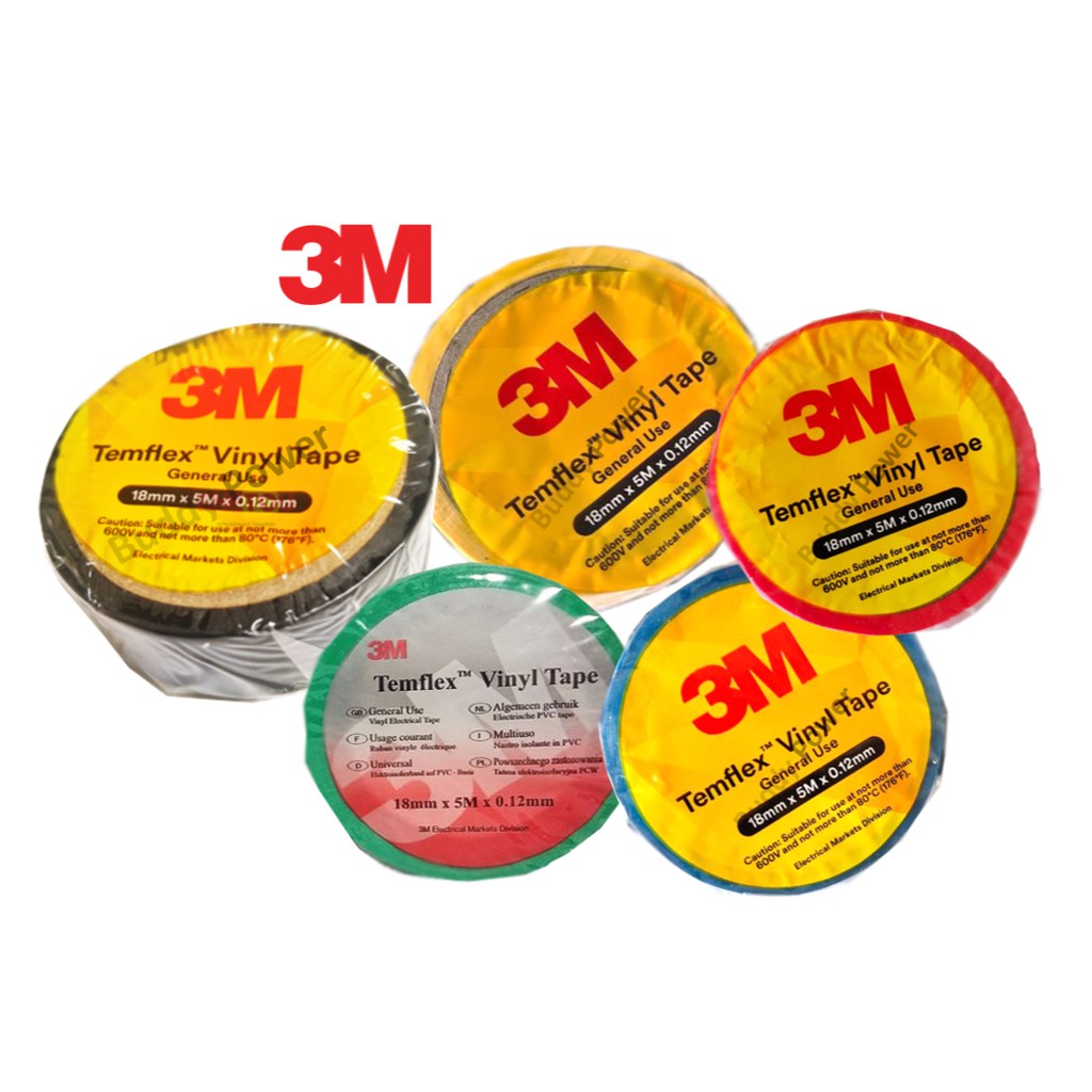 3M Temflex/1500 Vinyl PVC Electrical Tape 18mm x 5Mtr x 0.12mm [Black ...