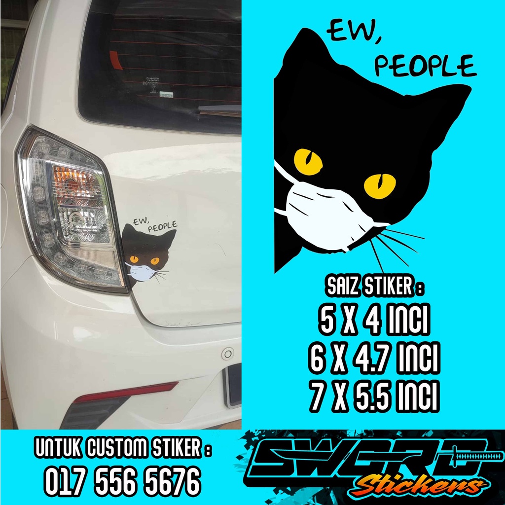 STIKER KUCING MASK / CAT STICKER / KUCING COMEL / STIKER KERETA ...