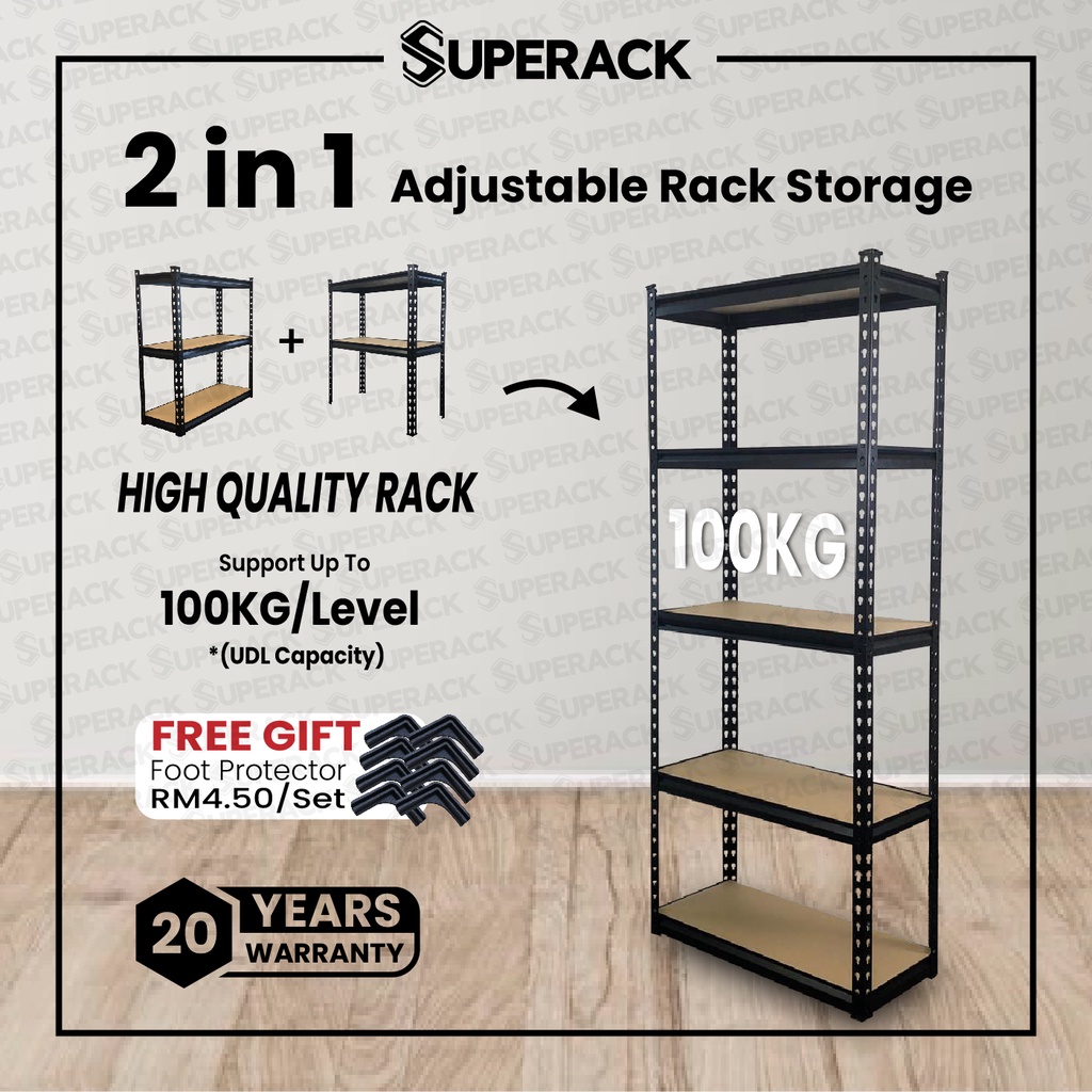 SUPERACK 2IN1 Rak Dapur Rak Buku Rack Shelf Rak Rak Besi Rack Rak Besi ...