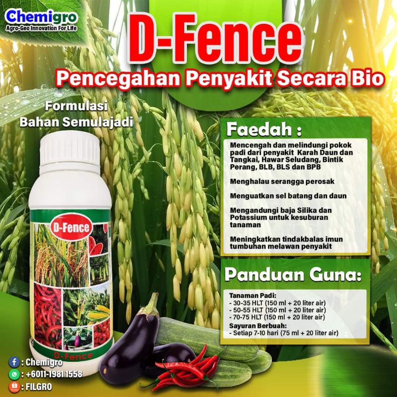 D-FENCE / DFENCE (1L) Racun Penyakit Padi / Racun Karah Daun dan ...