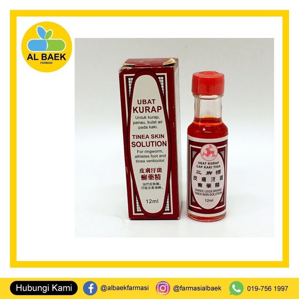 Three Legs untuk Kurap Tinea Skin Solution 12ml Ring Worm Athlete Foot ...