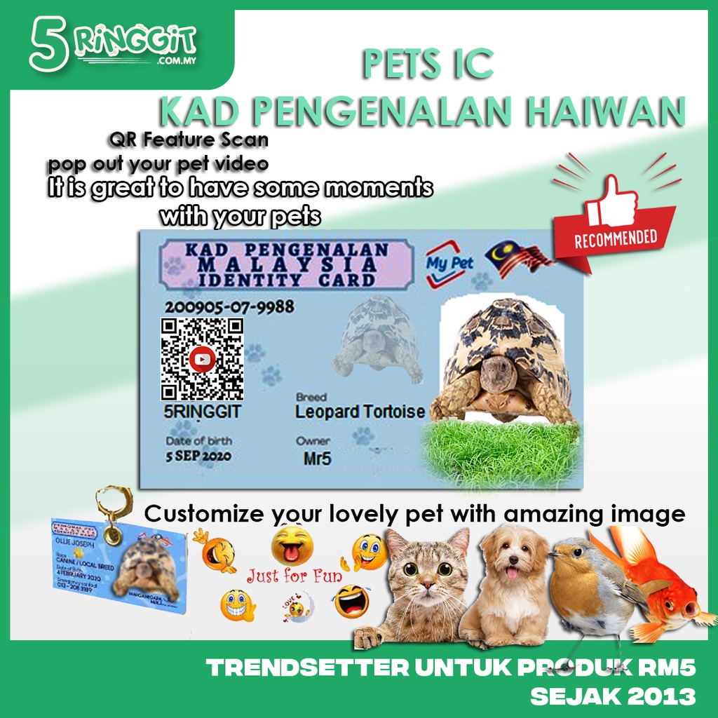 CUSTOM Pets IC CARD - MYPET | Kad Pengenalan Untuk Haiwan Pelbagai ...