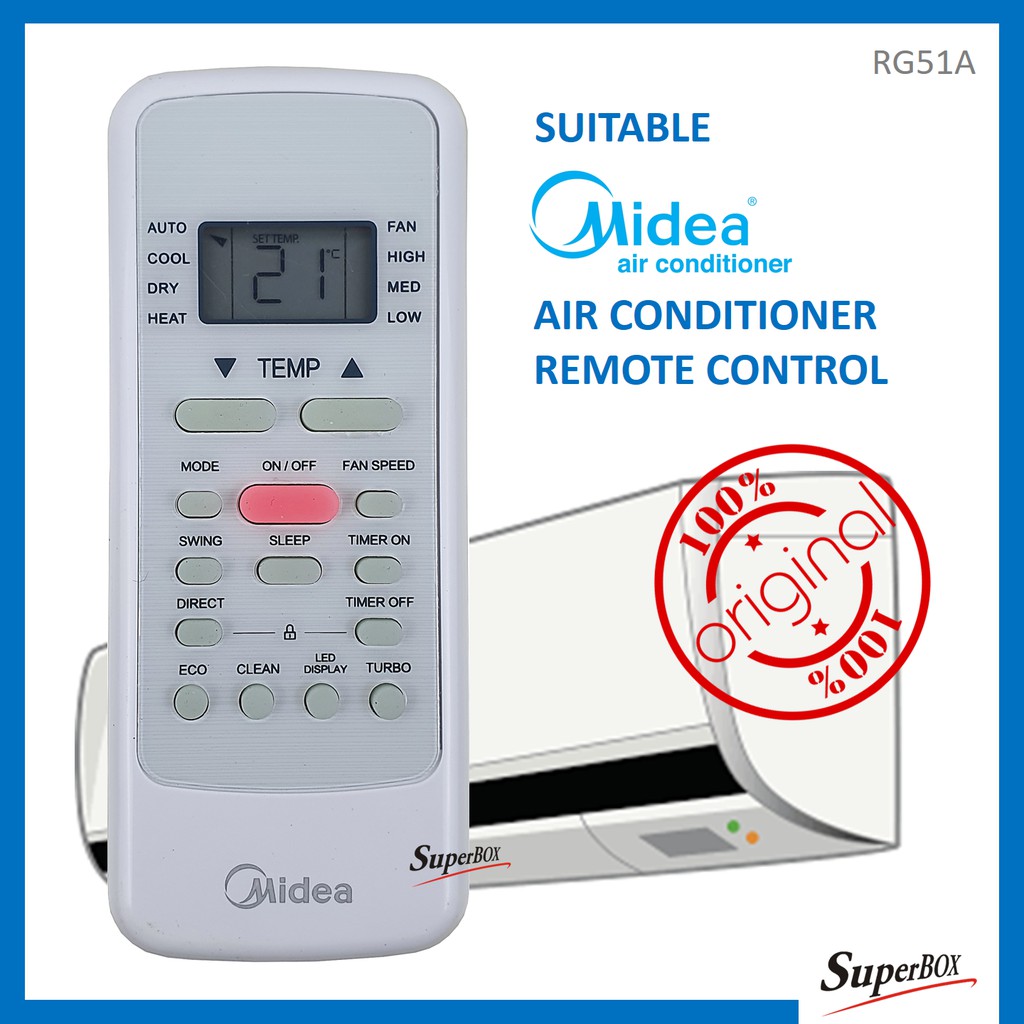 Midea **Original** Midea Air Cond Aircond Air Conditioner Remote ...