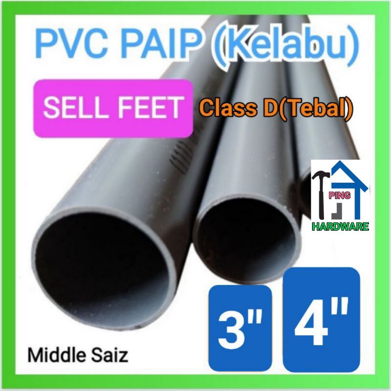【𝐒𝐄𝐋𝐋 𝐁𝐘 𝐅𝐓(3"inch)(4"inch) PVC Pipe Air PVC Kelabu (3Feet to 10 Feet ...