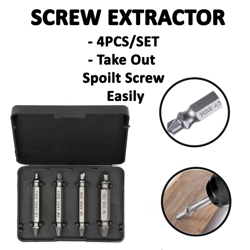 4pcs Damage Screws DIY Tool Kit Set Kit Screw Extractor Remove Damage ...