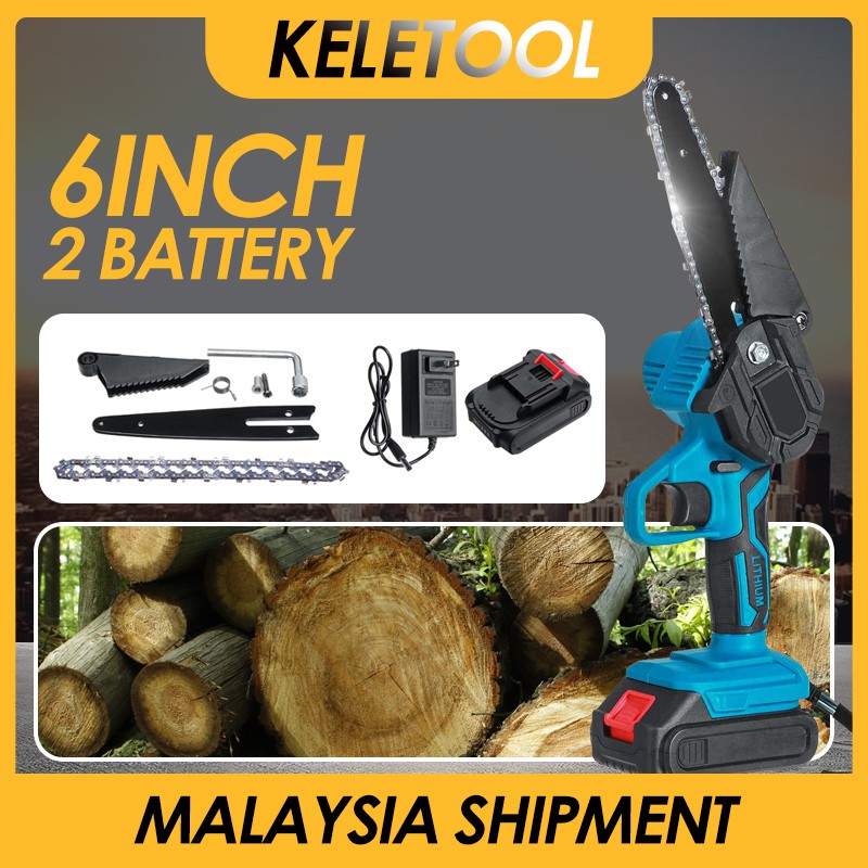 6 Inch Electric Chain Saw mesin potong kayu gergaji elektrik bateri ...