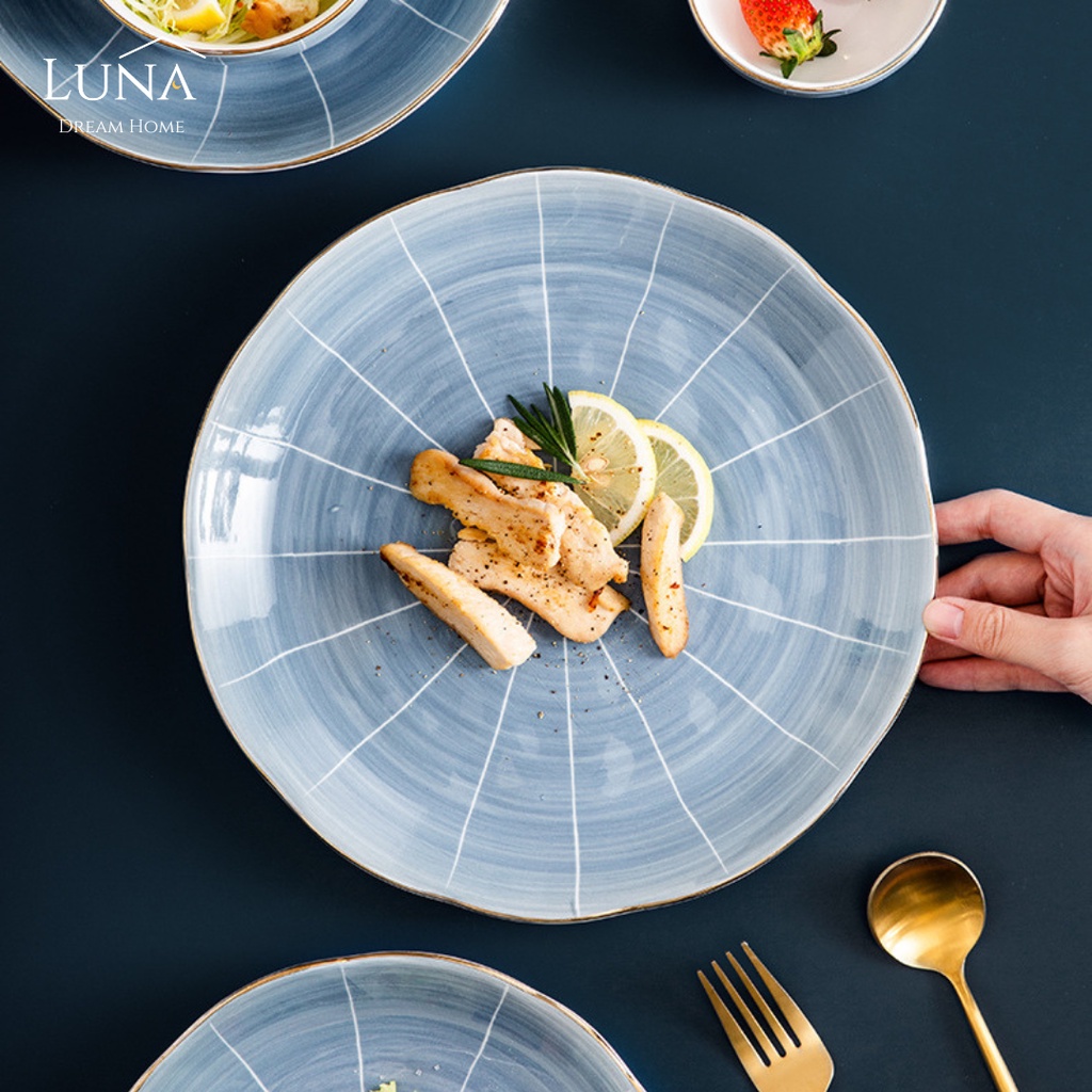 LUNA [Blue Dimple Dinnerware] Hari Raya Ceramic Plate Salad Bowl ...
