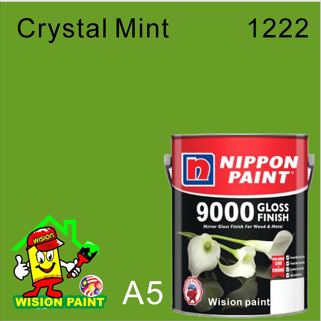 1222 crystal mint ( 5L ) 9000 GLOSS FINISH NIPPON PAINT WOOD AND METAL ...