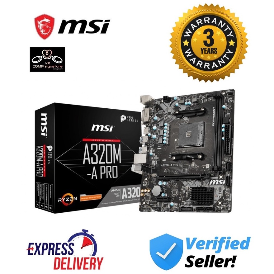 MSI A320M-A PRO AMD AM4 Matx motherboard A320M A PRO | Shopee Malaysia