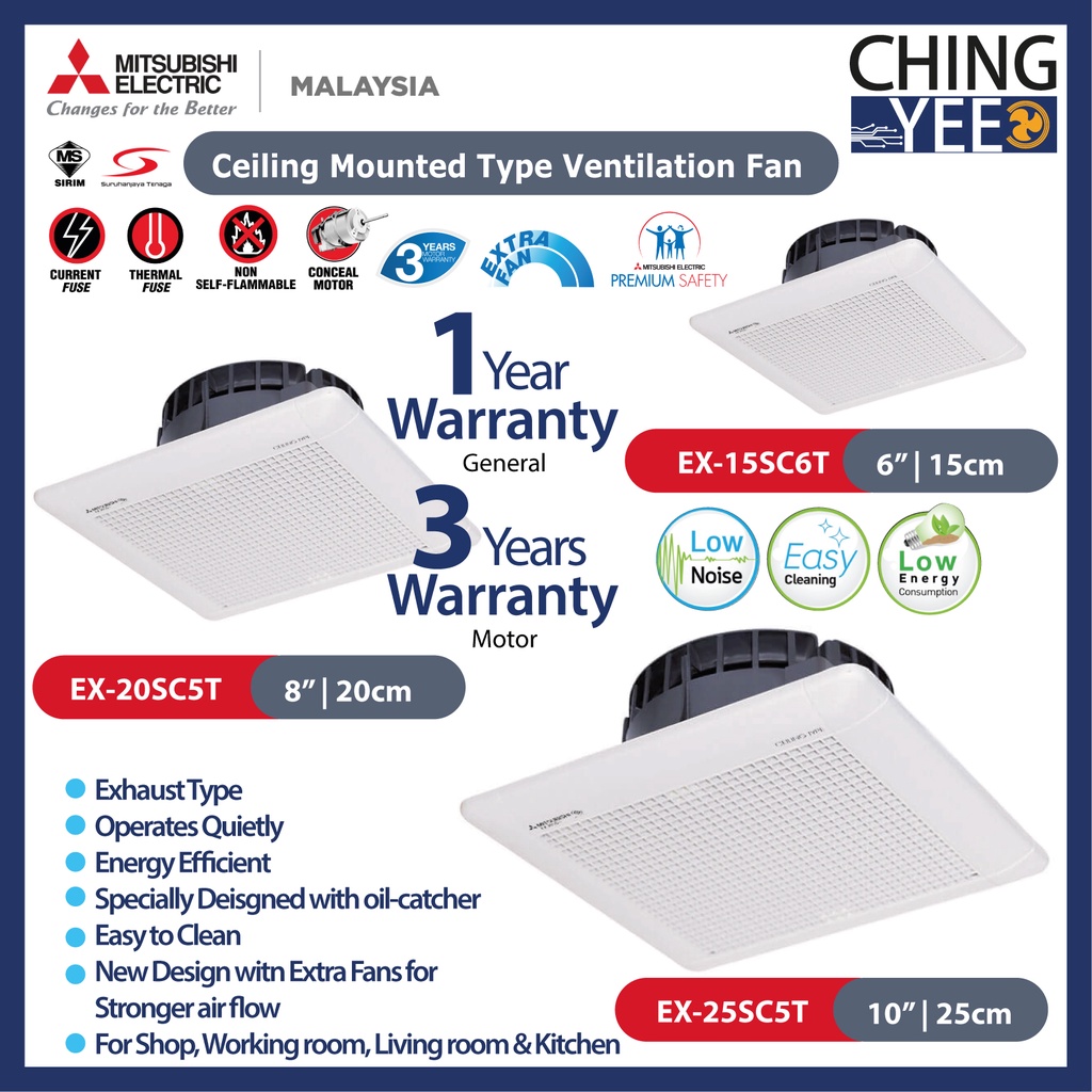 Mitsubishi EX-15SC6T & EX-20SC5T & EX-25SC5T Ceiling Mounted Type ...