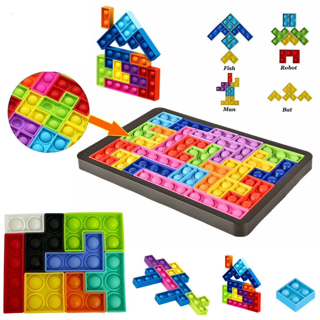 PoppEts Bubble Sensory Fidget Toy Stress Reliver Tetris Jigsaw Puzzle ...