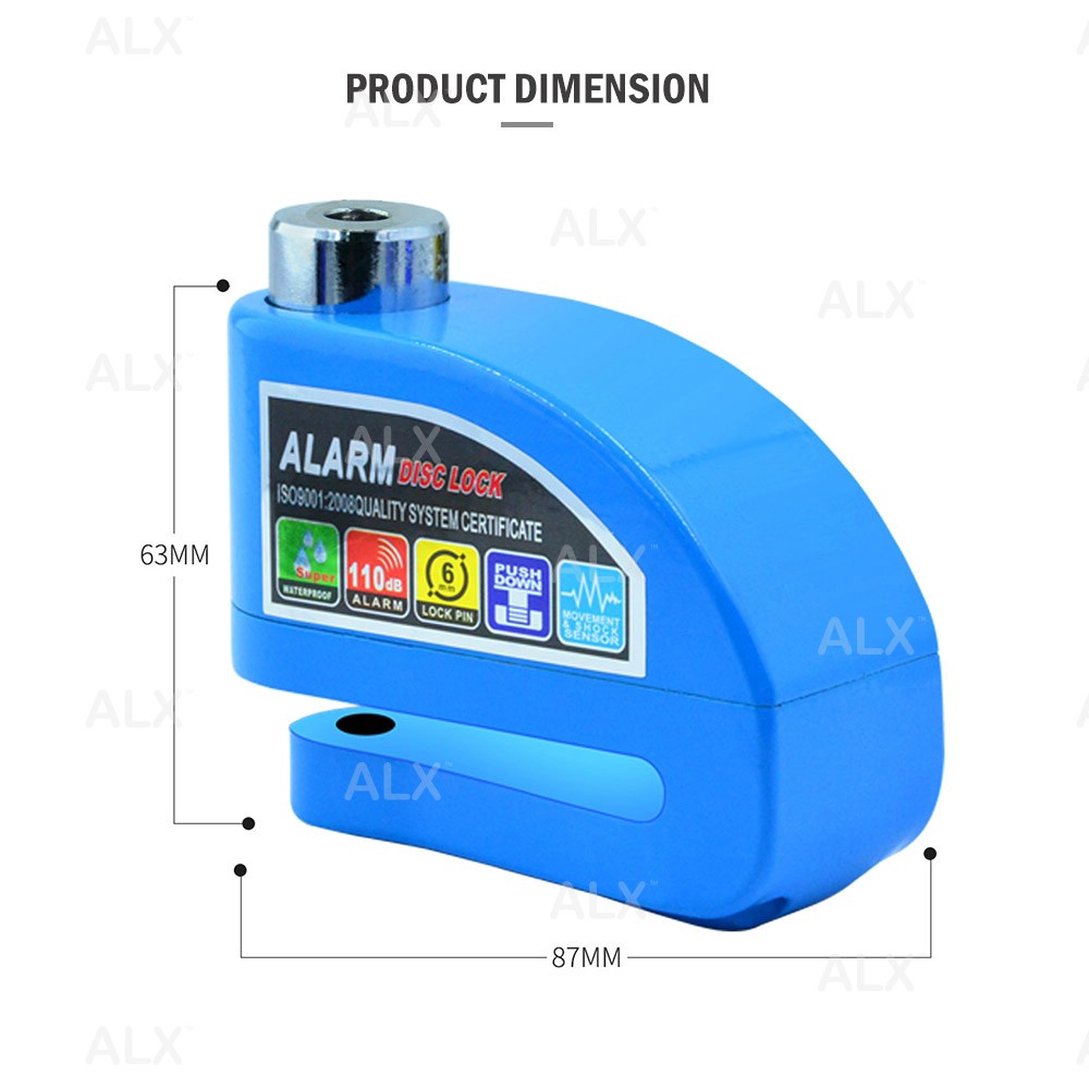 ALX Motor Alarm Disc Lock Very Loud Alarm 110dB Solid Alloy Throttle ...