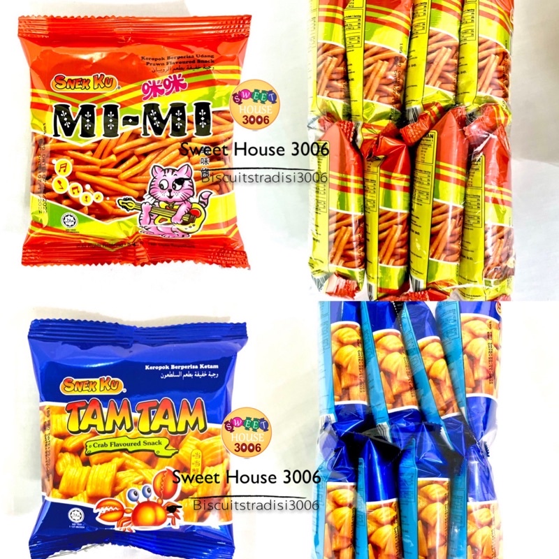Snek Ku MiMi TamTam 20gm x 8pkt Prawn Crab Snack Jajan Zaman Kanak ...