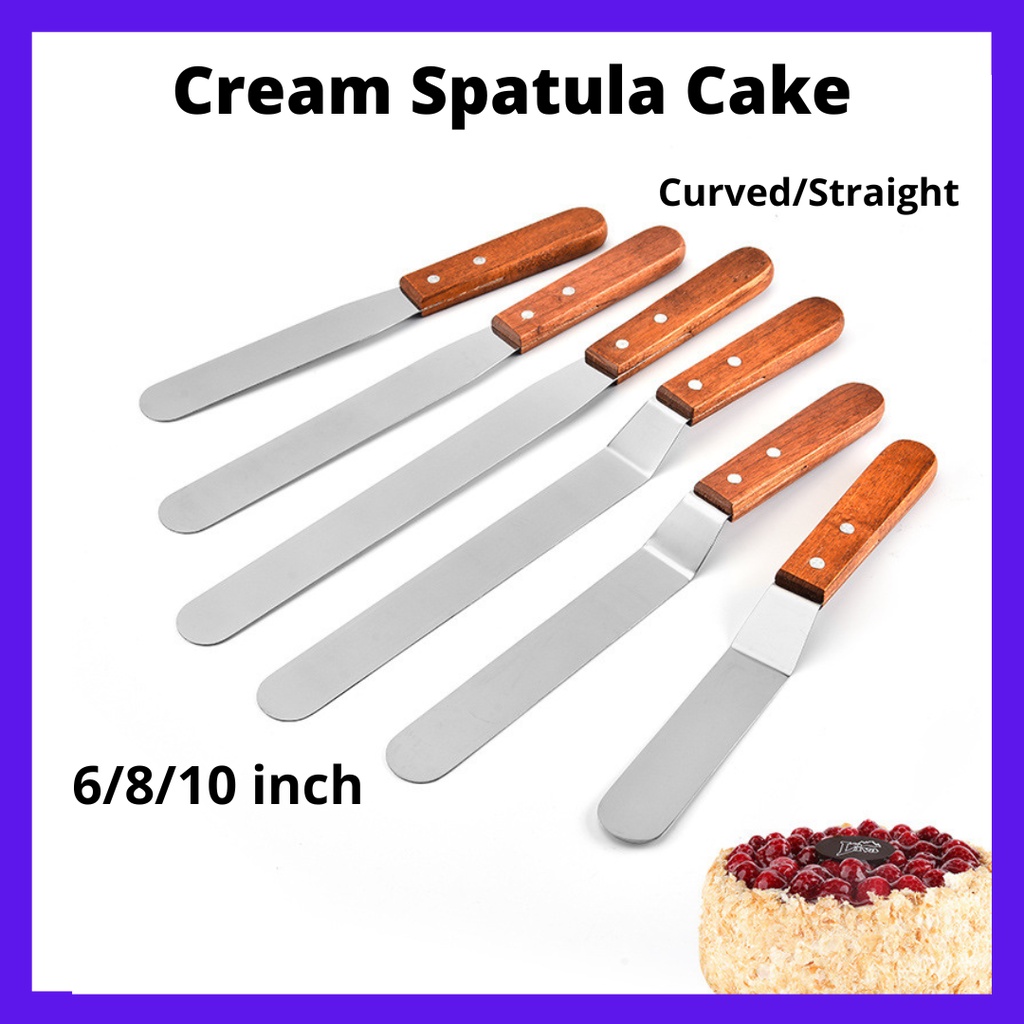 Cream Spatula Cake Stainless Steel Spatula Cake Straight/ Curved 6/8/10 ...