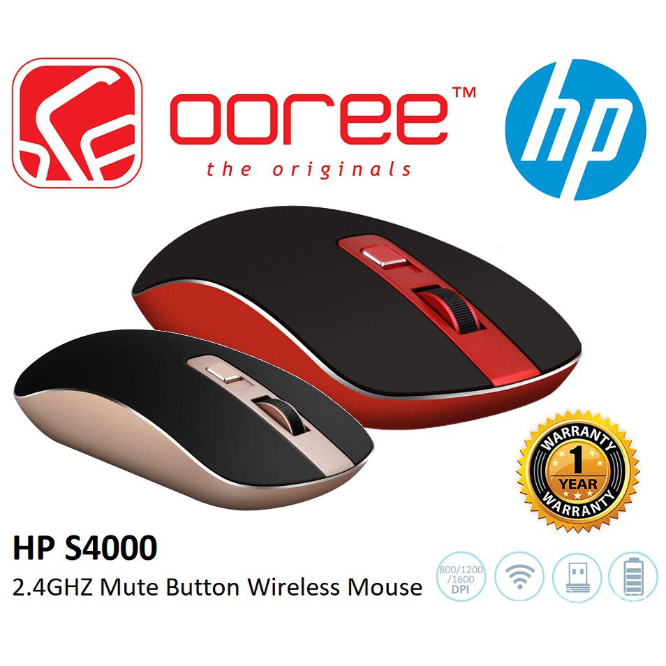 HP S4000 1600DPI OPTICAL SILENT WIRELESS MOUSE WITH 2.4GHZ AND 4 ...