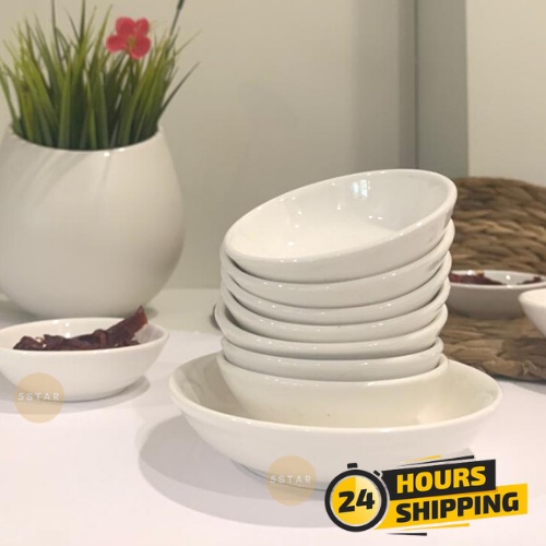 5STAR WHITE CERAMIC SAUCE PLATE SOY SAUCE RESTAURANT DINNERWARE DIPPING ...
