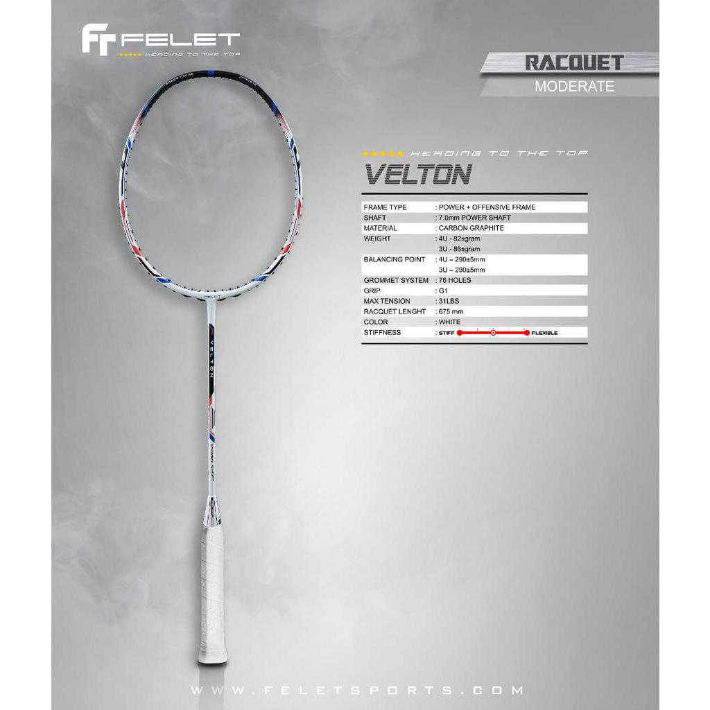 FELET VELTON NEW Badminton Racket 3U 4U Max Tension 31lbs | Shopee Malaysia