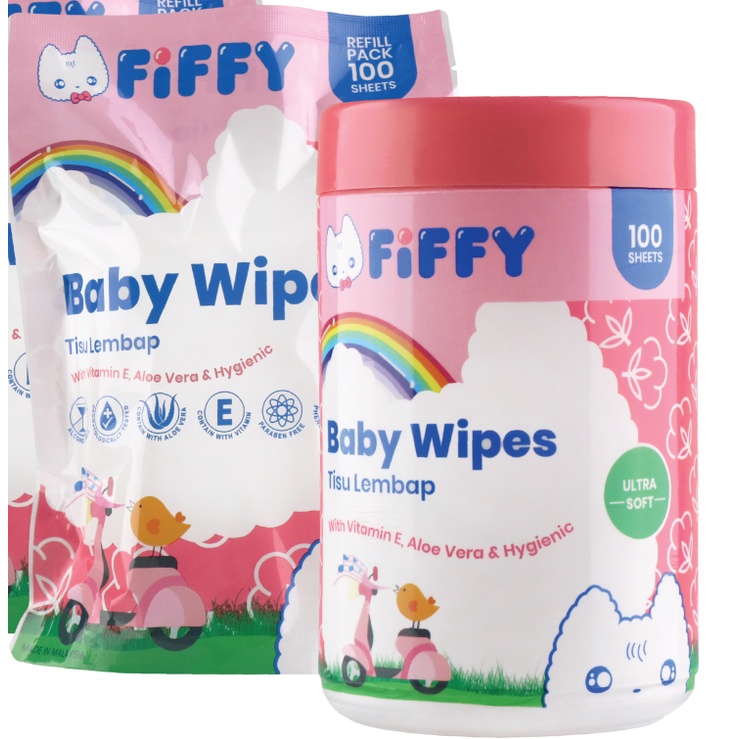 FIFFY BABY WIPES 100 SHEETS (BOTTLE/REFILL) | Shopee Malaysia