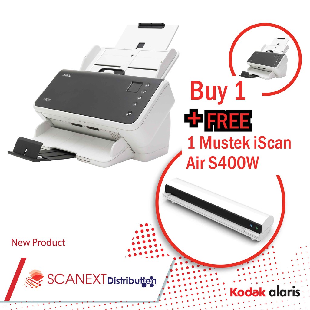 Document Scanner Kodak Alaris S2070 + FREE Mustek iScan Air S400W | Shopee Malaysia