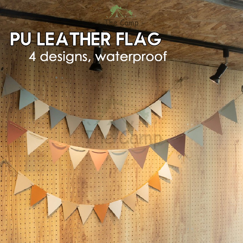 Outdoor Camping Flag PU Leather Decoration Tent Khemah Deco Triangle ...