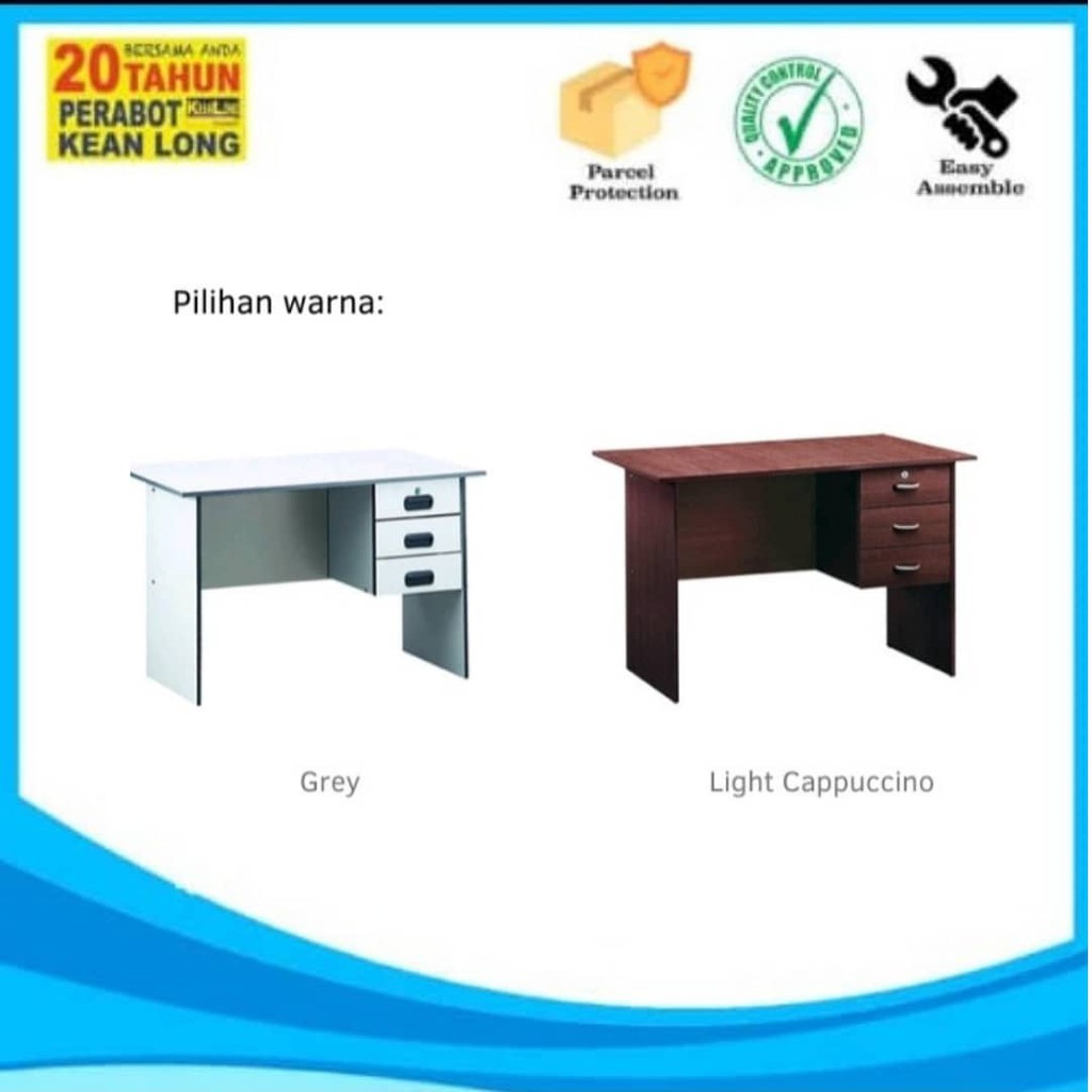 KLSB Meja Pejabat 3 Laci / Meja Belajar / Meja Komputer / Study Desk ...
