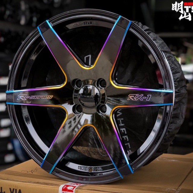 TNP Racing Wheels 🇹🇭 17” Gloss black + Rainbow 🌈 Diamond Cut finishing ...