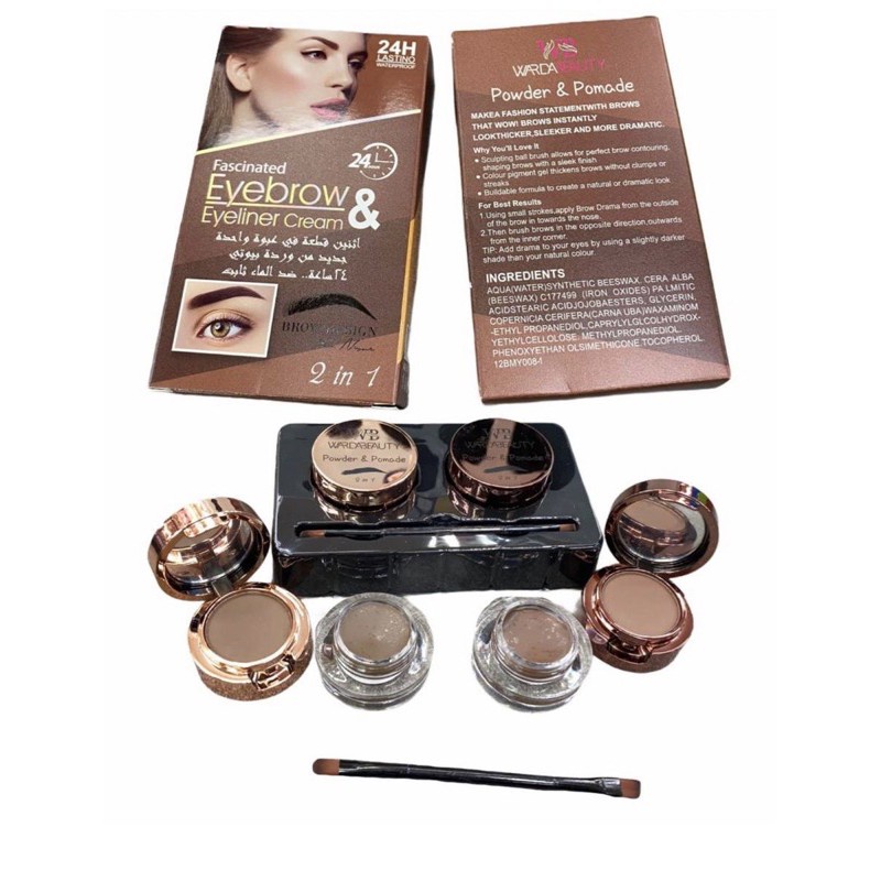 WARDA BEAUTY 2IN1 EYELINER EYEBROW POMADE WITH BRUSH (BROWN) (TG ...