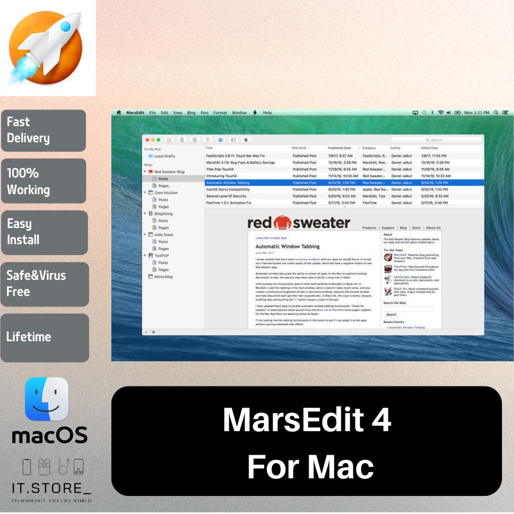 MarsEdit 4 Lifetime for Intel and M1 Chip Apple Silicone MacOs/Macbook/Mac Software Full Version ...