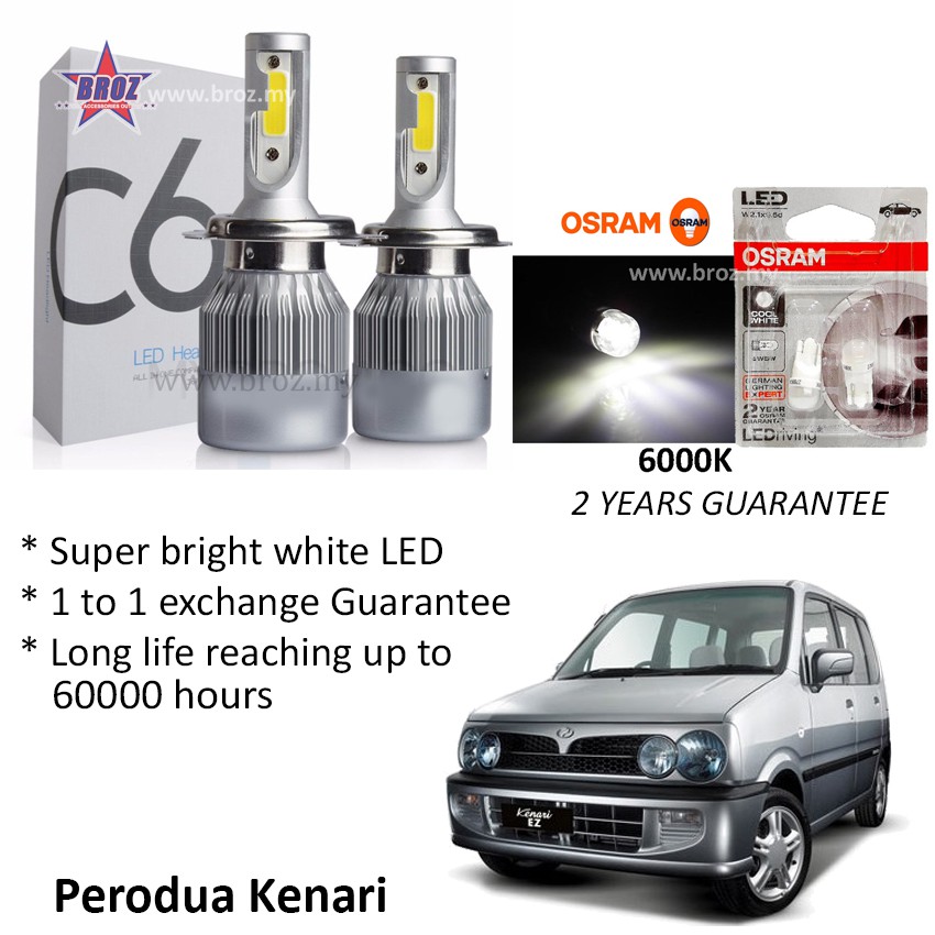 Perodua Kenari (Head Lamp) C6 LED Light (Free Osram T10 LED) | Shopee ...