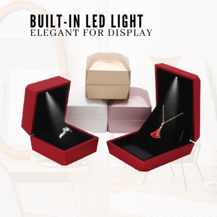 LED Jewellery Box for Ring Pendant Bracelet Necklace LED Light Hantaran ...