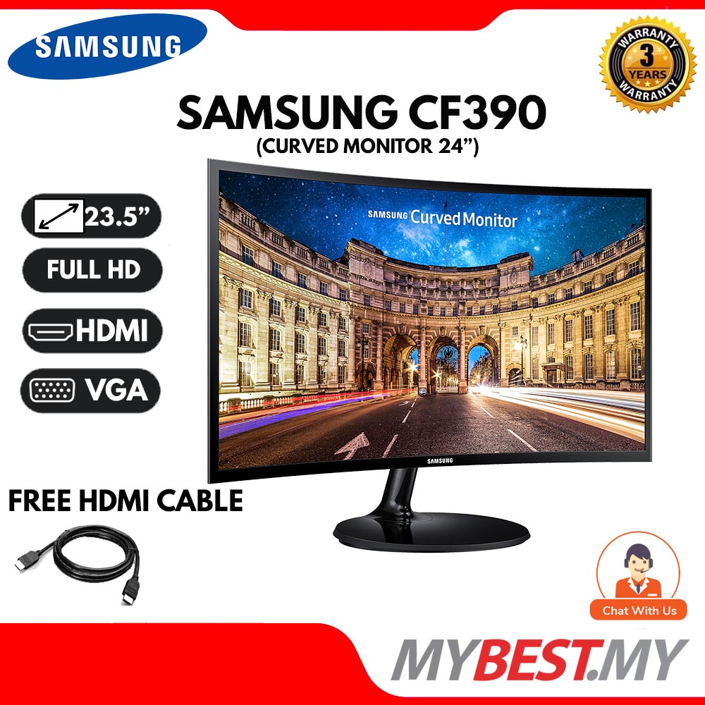 Samsung LC24F390FHEXXM 24" Curved Monitor CF390 with Super Slim and ...