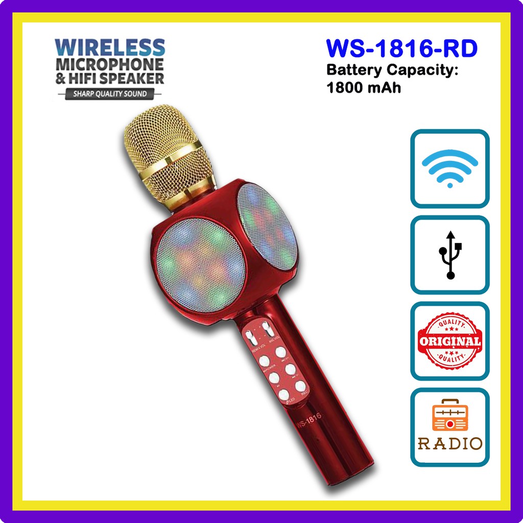 [Original] Wster WS898 Karaoke Mic Portable Bluetooth Wireless Microphone With Speaker For ...