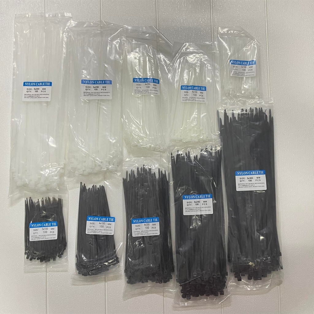 100 PCS 【PENGIKAT KABEL / CABLE TIE】 4"/6"/8"/10"/12" Locking Zip Home ...