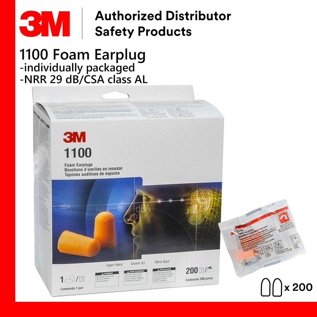 ORIGINAL USA 3M 1100 ear plug personal protective equipment PPE penutup penghadang telinga bunyi ...