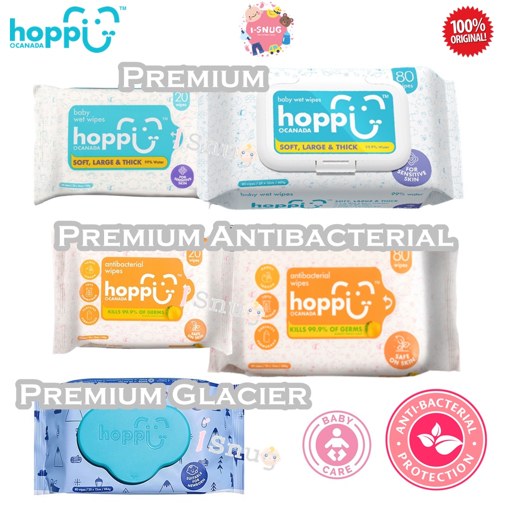 Hoppi Premium 99% Baby Wipes / Baby Wipes / Wet Wipes / Wet Tissue - 80 Wipes 20 Wipes ...