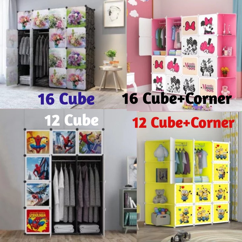 Almari Baju Karton DIY Children Cartoon Cabinet Wardrobe DIY Foldable ...