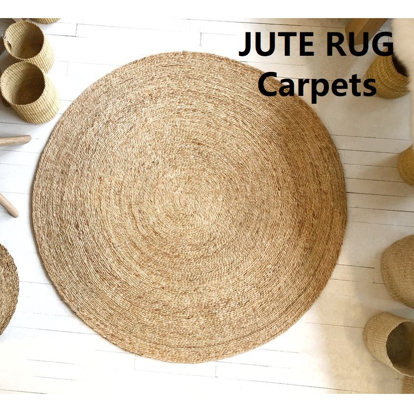 [ Local Stock ] Handwomen Jute Jug Round 120 cm indoor rug carpet eco ...