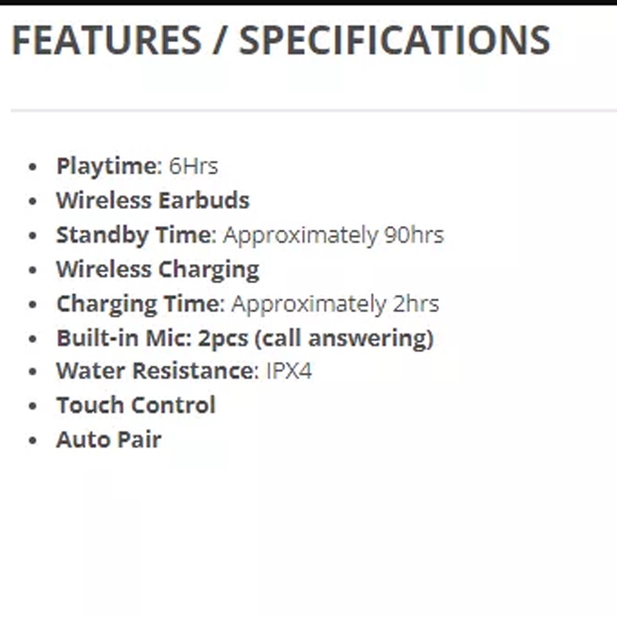 SHARP Wireless Charging Touch Control Earbuds built in Mic (2PCS) for ...