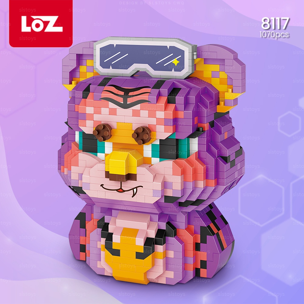 LOZ IDEAS Mini Block 8117 Colorful Purple Tiger Trend Fashion Art Cute ...