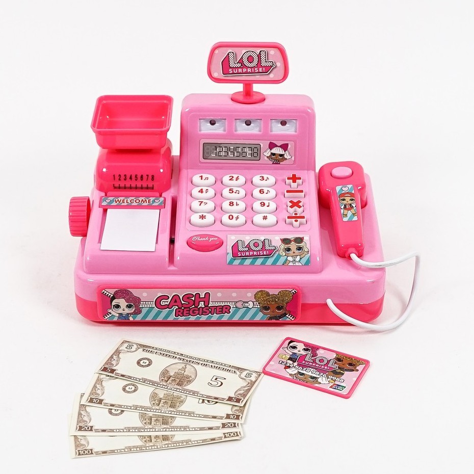 Kids Cashier Counter Cash Machine Toys Set with Supermarket Pretend ...