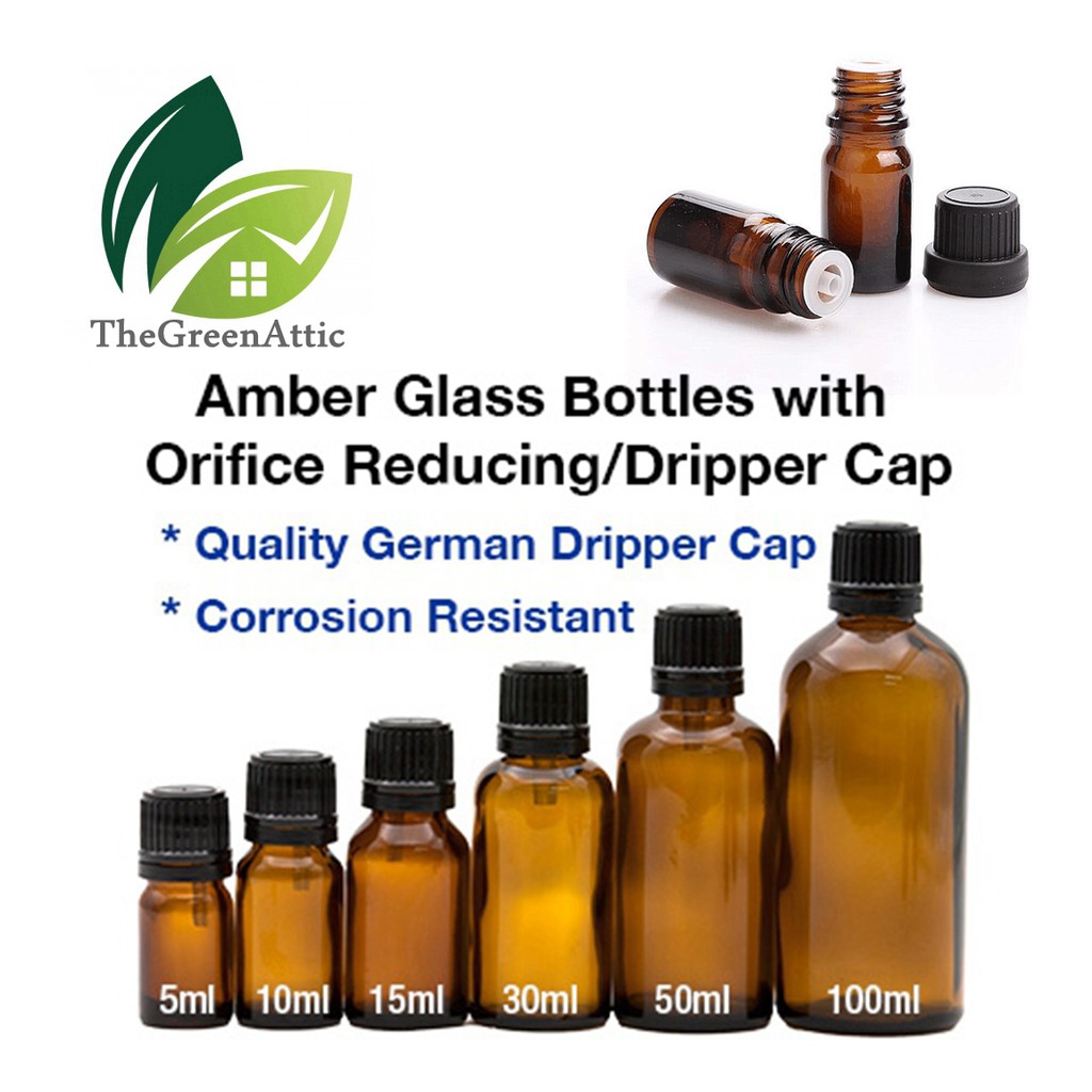 TheGreenAttic Essential Oil Bottle Massage Oil Bottle Amber Glass ...