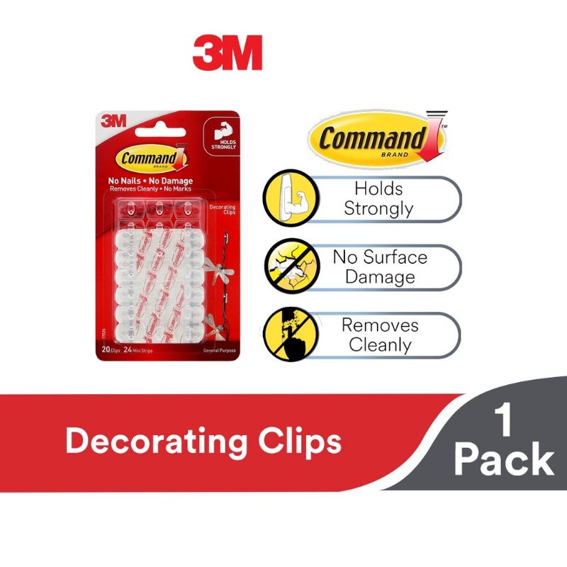 3M Command Wall Mounted Decorating Clips/Hooks - Damage Free Removable ...