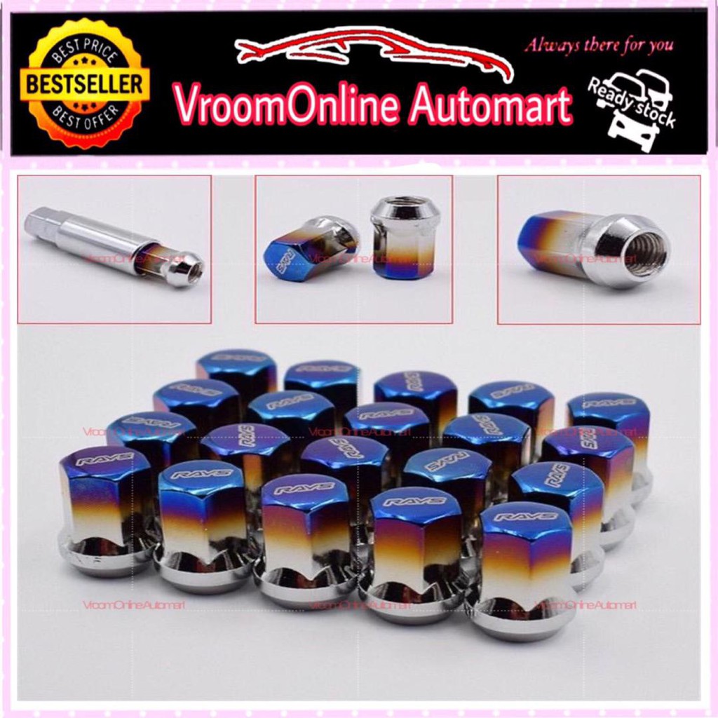 Burnt Titanium Steel Hyper Nut Wheel Lug Nuts M12 x 1.5mm 20pcs | Shopee Malaysia