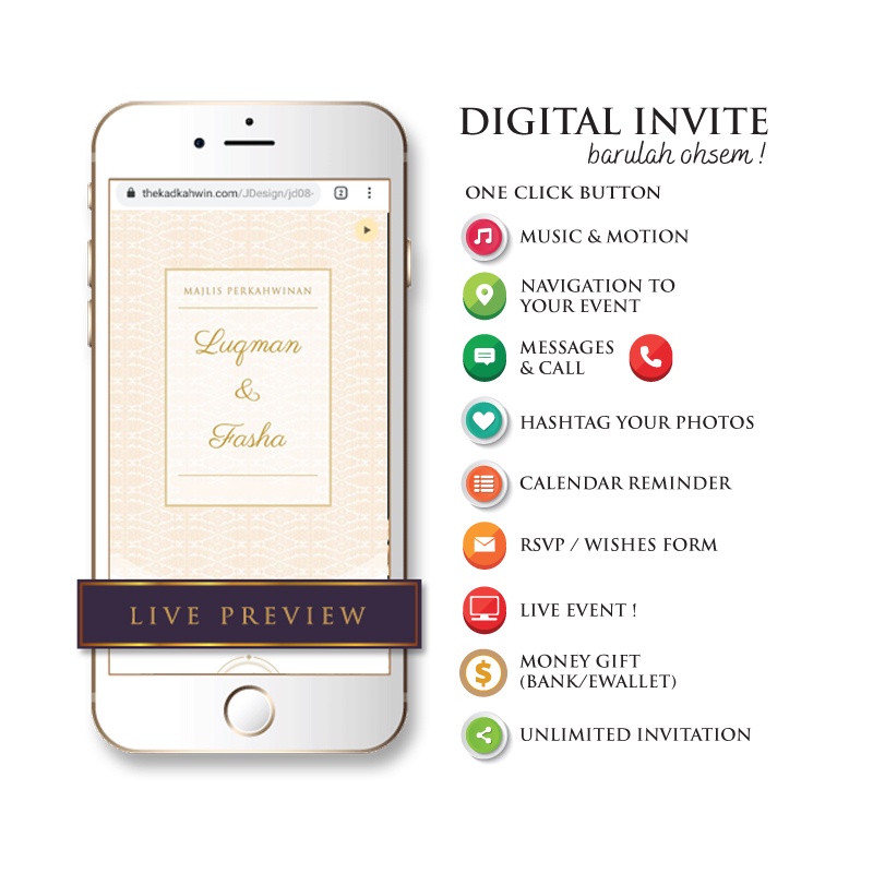 Wedding Cards Digital Motion Invitation Solemnization Kad Kahwin Akad ...